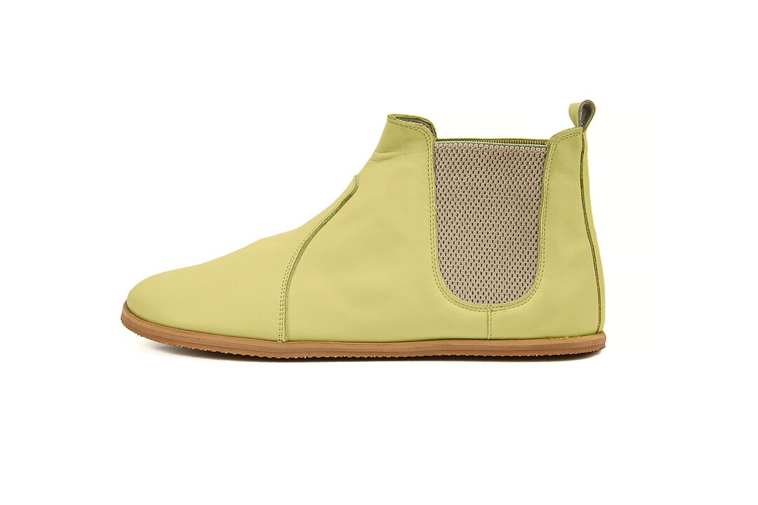 Women's Handmade Yellow Chelsea Boots - Zero Drop Sole Short Boots ...