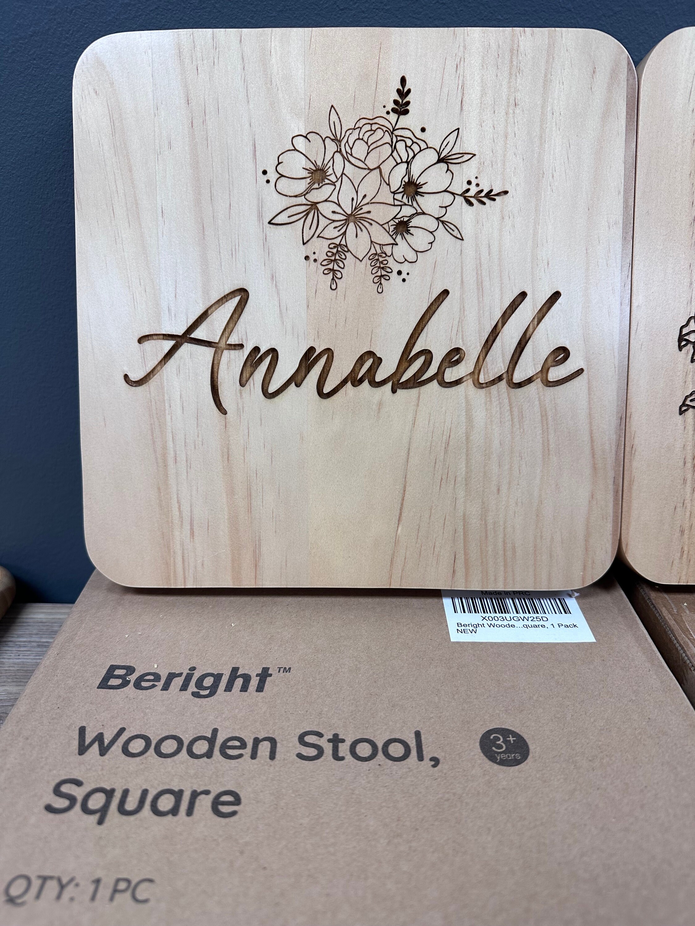 Kids Personalized Stool Wooden Engraved Seat Customized Child Gift ...