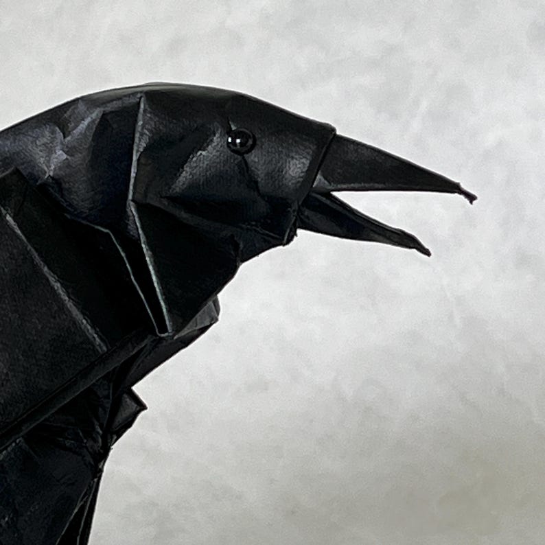 Origami Crow Sculpture: Water-resistant Paper on Ohia Wood - Etsy