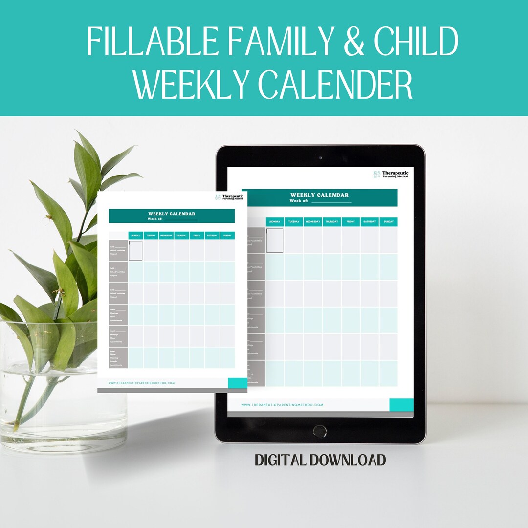 Fillable Family Weekly Calendar, Printable PDF Planner (digital ...