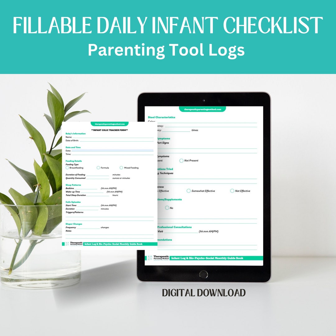 Fillable Daily Infant Checklist Log, Feeding Tracker, Sleep Log, Colic ...