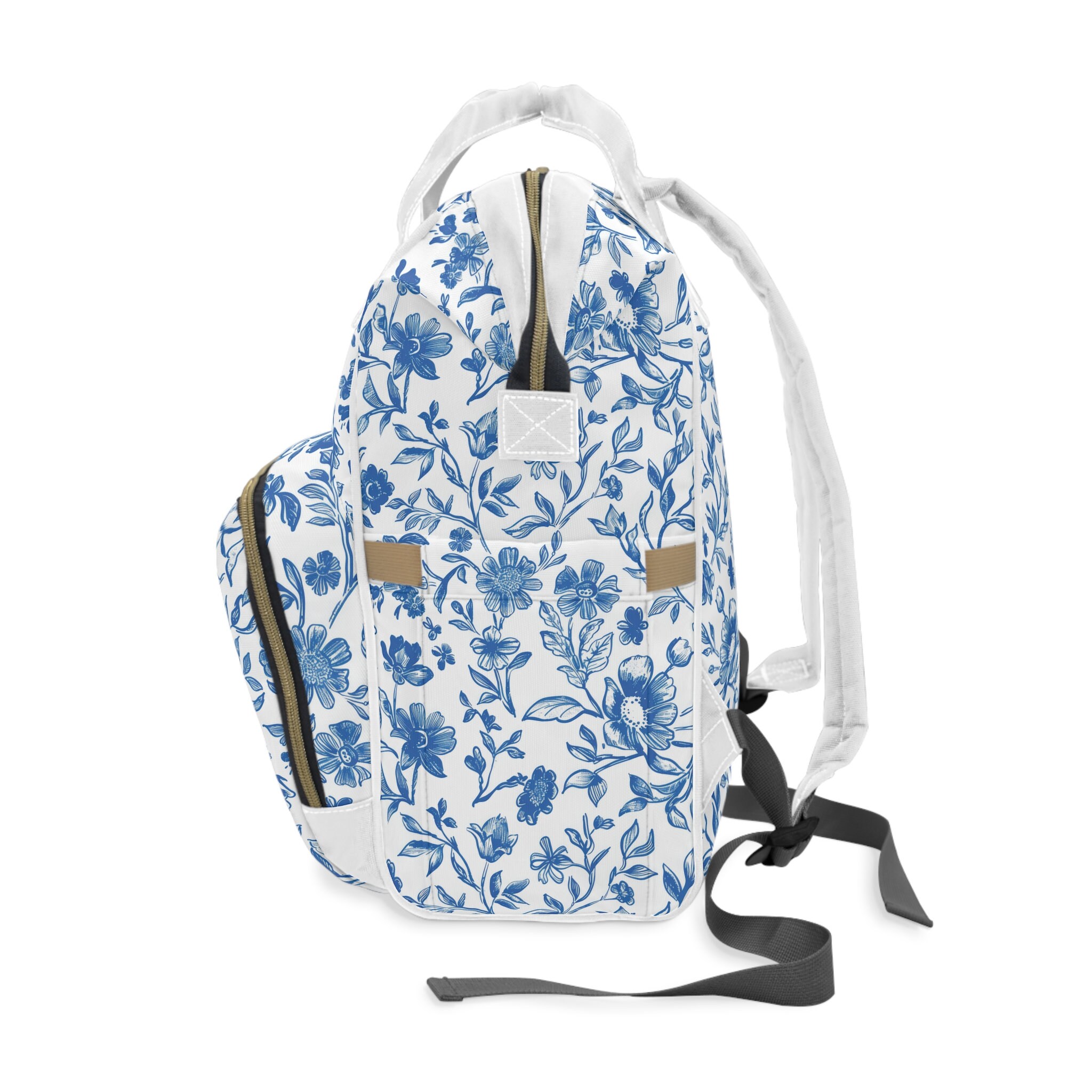 Blue Floral Diaper Bag, Personalized Diaper Bag, Diaper Backpack ...