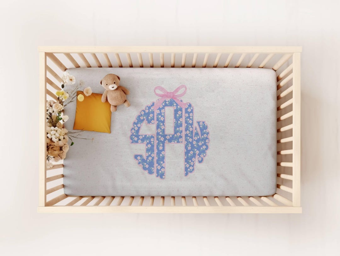 Monogram Crib Sheet, Personalized Crib Sheet, Grandmillenial, Preppy ...