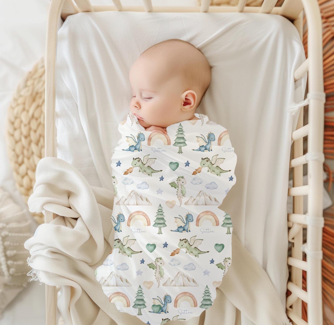 Dragon Swaddle Blanket - Baby Boy Fairy Tale Wrap, Mythical Creature ...