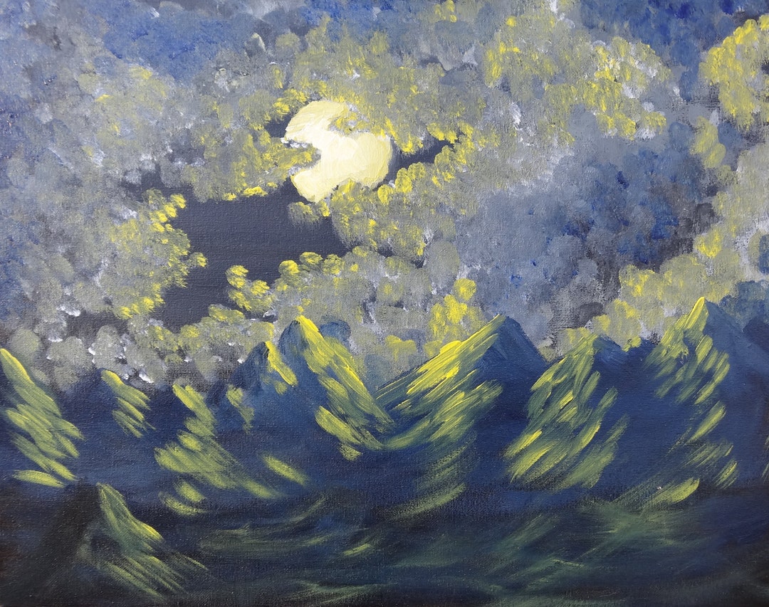 Yellow Moon print - Etsy