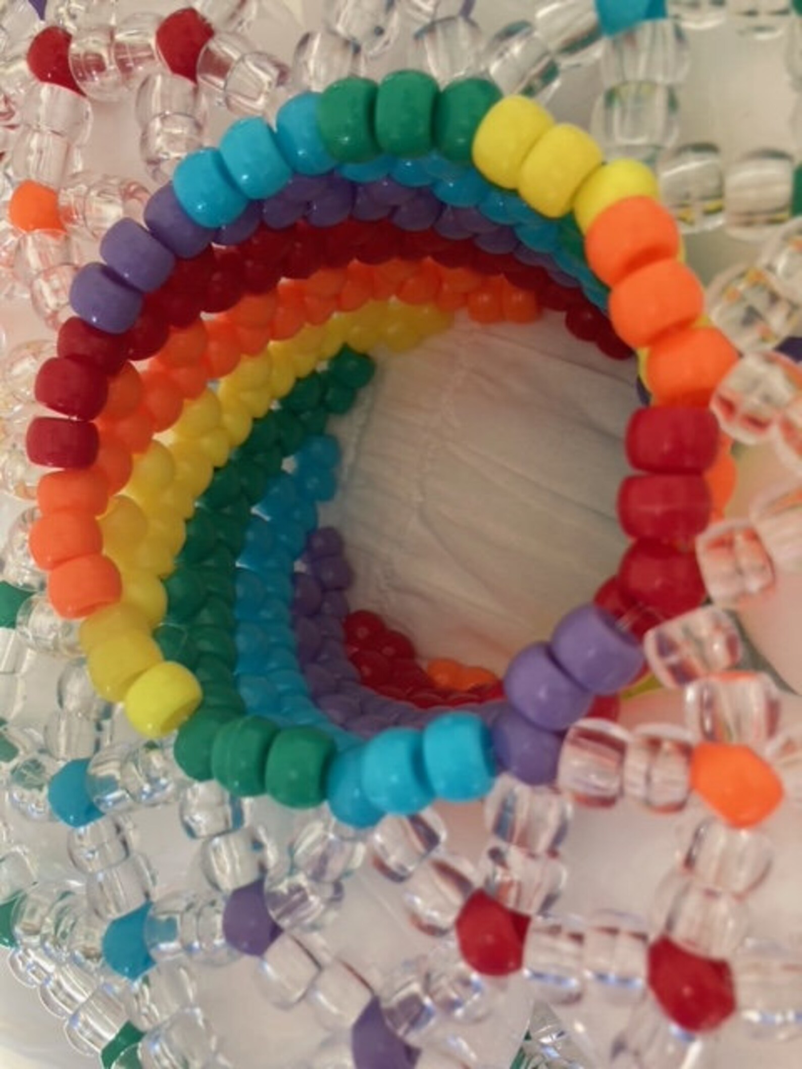 Rainbow and Clear Kandi Cage Cuff - Etsy