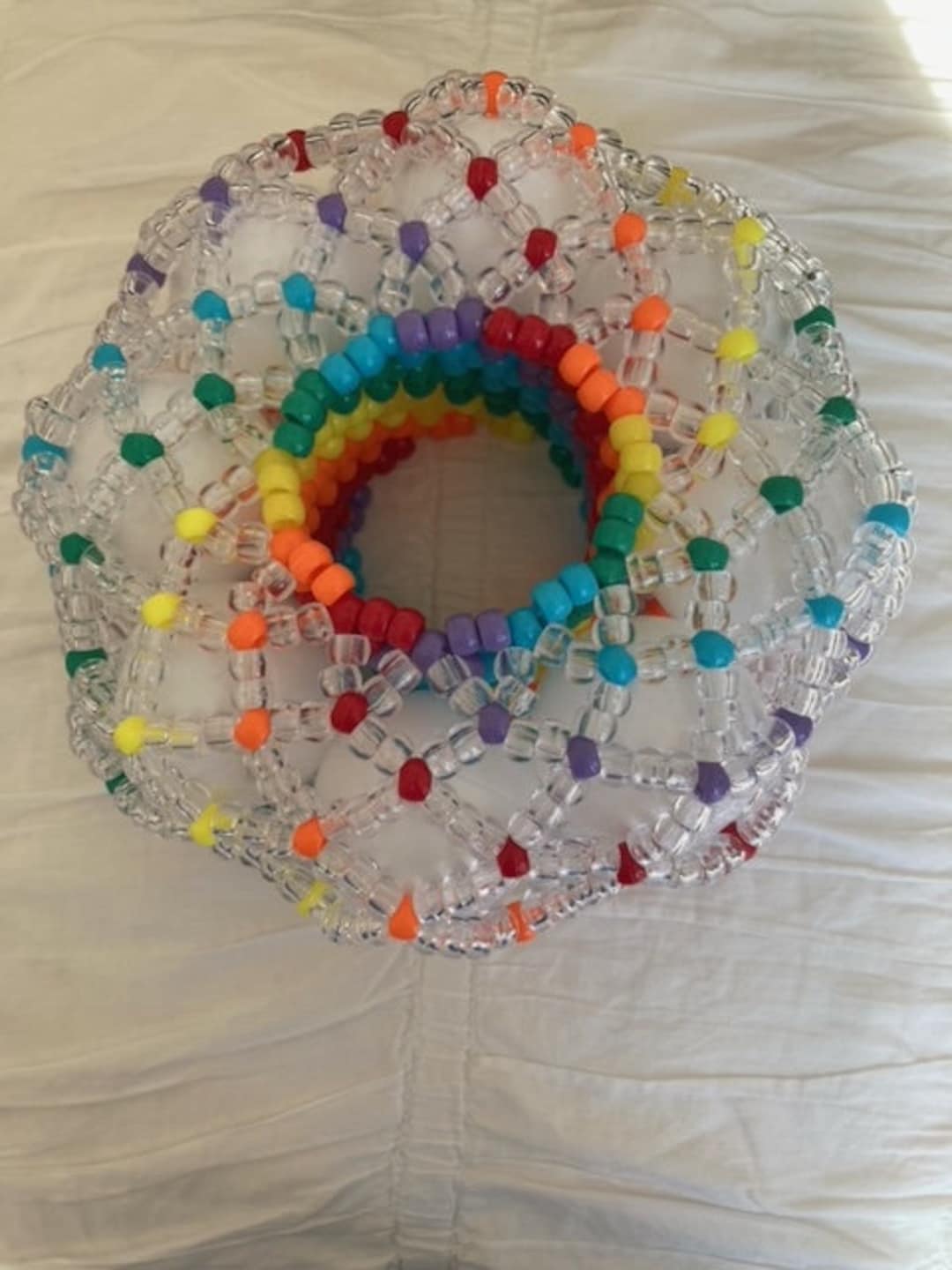 Rainbow and Clear Kandi Cage Cuff - Etsy