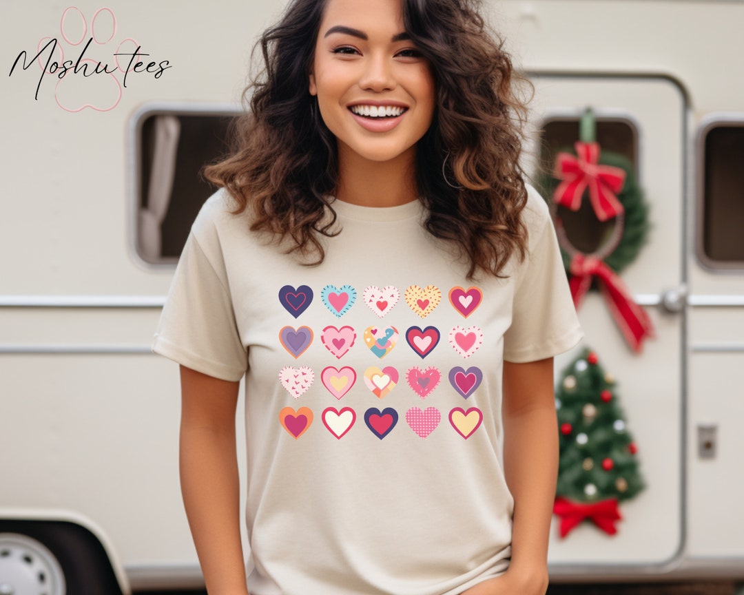 5x5 Hearts Shirt, Happy Valentines Day Shirt, Romance, Hugs and Kisses ...