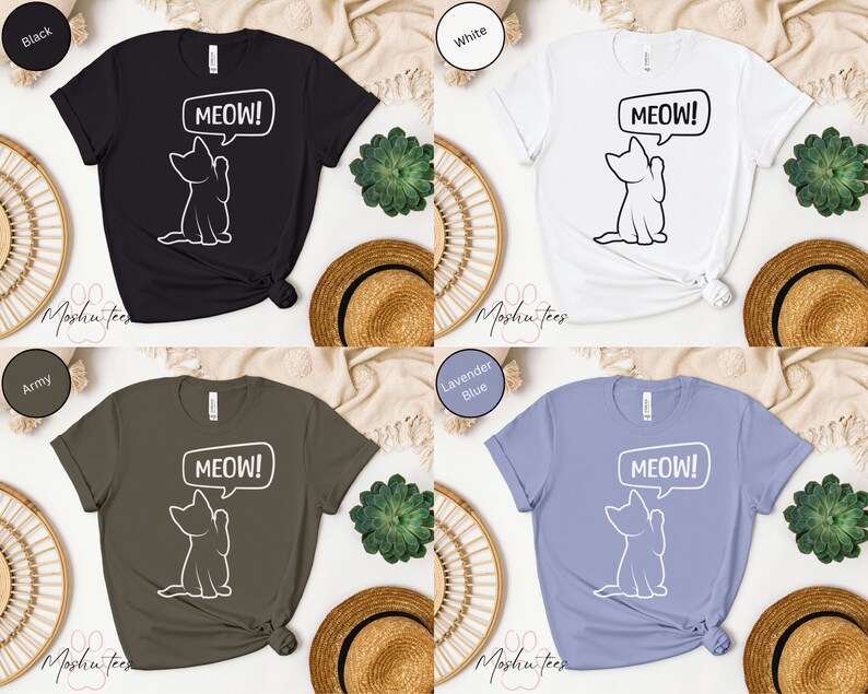 Cat's Meow Shirt, Cat Saying Hello, Funny Shirt, - Etsy