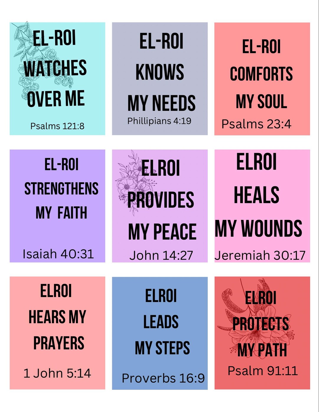 El-roi Scripture Affirmation Cards| 45 2.5x3” Affirmation Cards ...