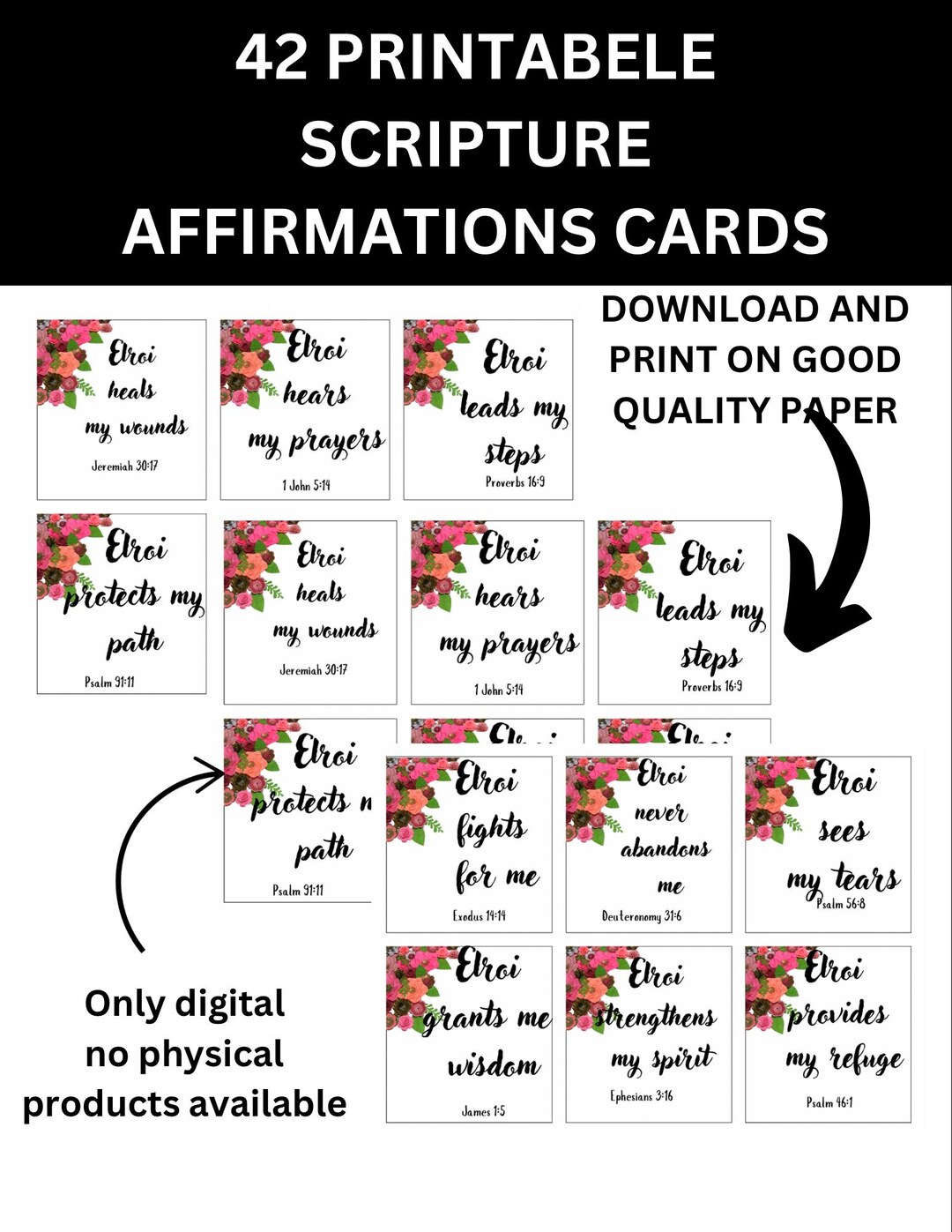 42 Affirmation Cards| Scripture Affirmation Cards| Elroi Affirmations ...