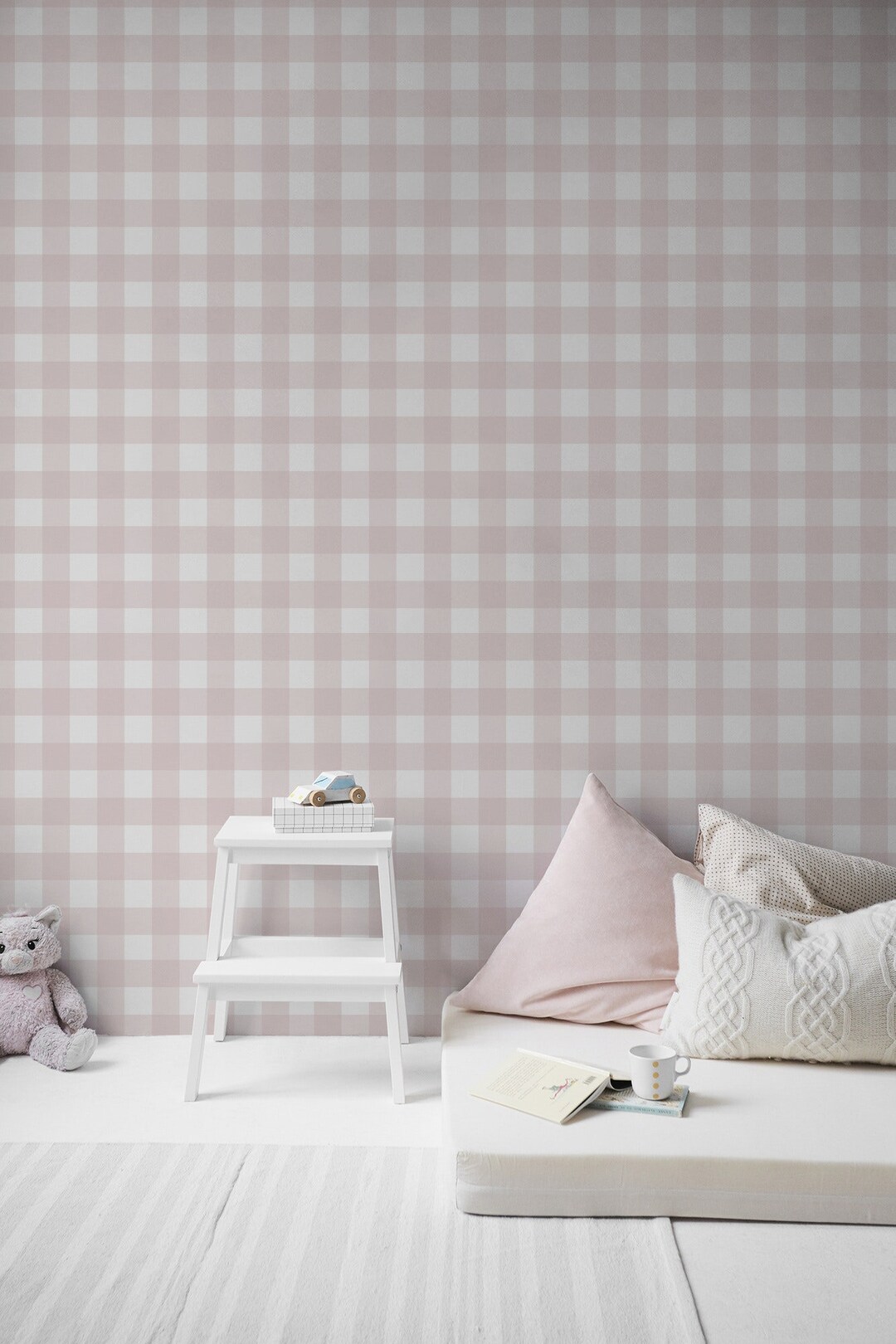 Minimal Dusty Pink Stripe Removable Peel & Stick Wallpaper, Stripe Pink ...