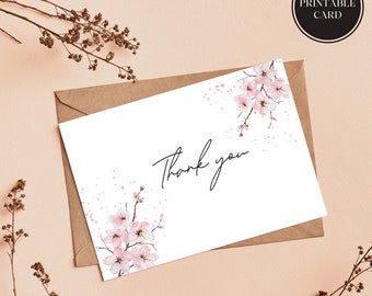 Printable Thank You Card Floral Thank You Card Flower Thank You Card Print at Home Thanks Card ...
