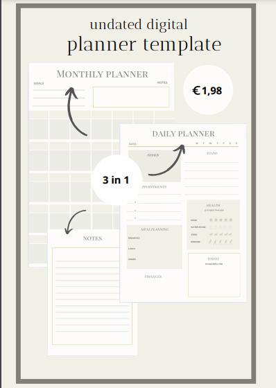 Printable Planner, Canva Template, Monthly & Daily, Undated - Etsy