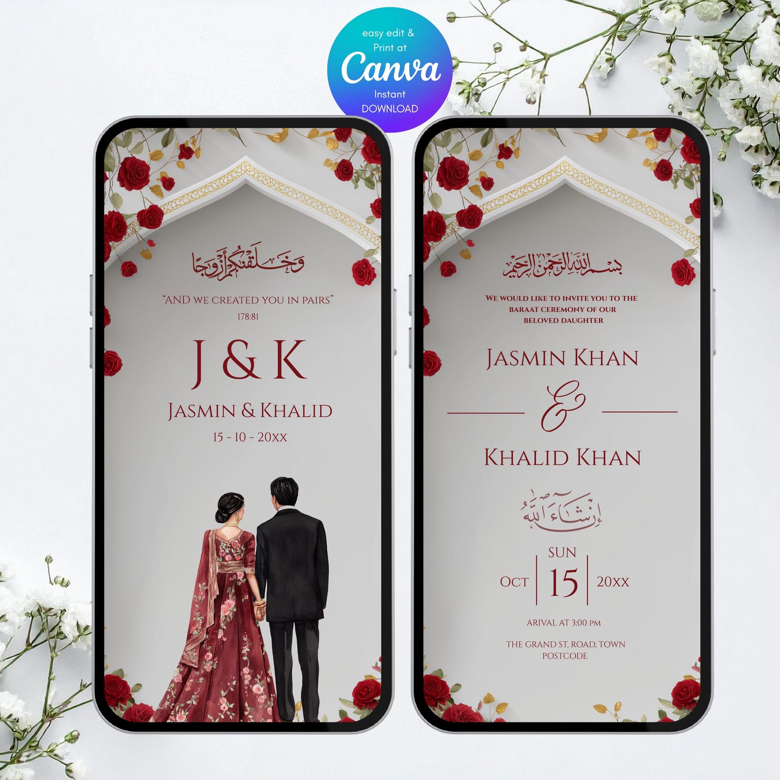 Editable Animated Muslim Wedding Invitation | Pakistani Indian Shaadi ...