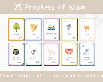 The Prophets in Islam Flashcards | 25 Prophets of Islam Printable PDF ...
