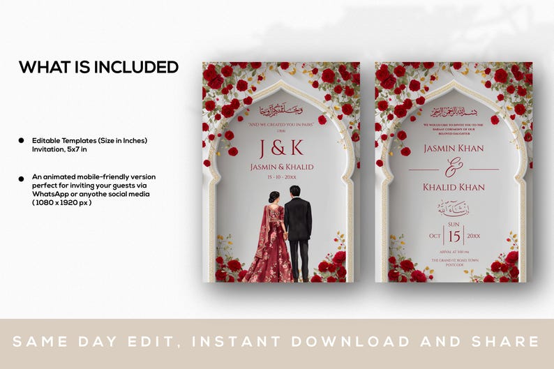 Editable Animated Muslim Wedding Invitation | Pakistani Indian Shaadi ...