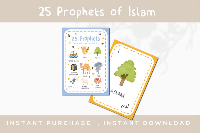 The Prophets in Islam Flashcards | 25 Prophets of Islam Printable PDF ...