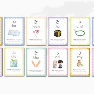 Arabic Alphabet Flashcards for Kids | 28 Islamic Learning Cards ...