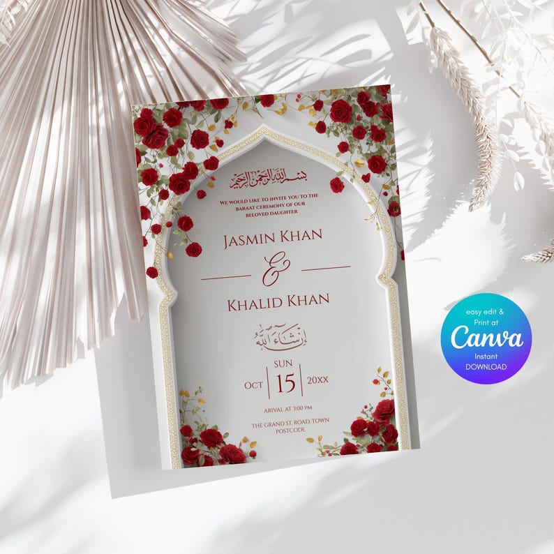Editable Animated Muslim Wedding Invitation | Pakistani Indian Shaadi ...