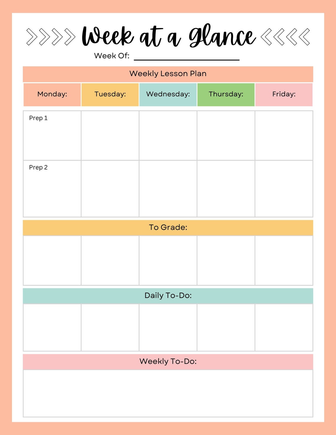 Teacher Weekly Planner - Etsy