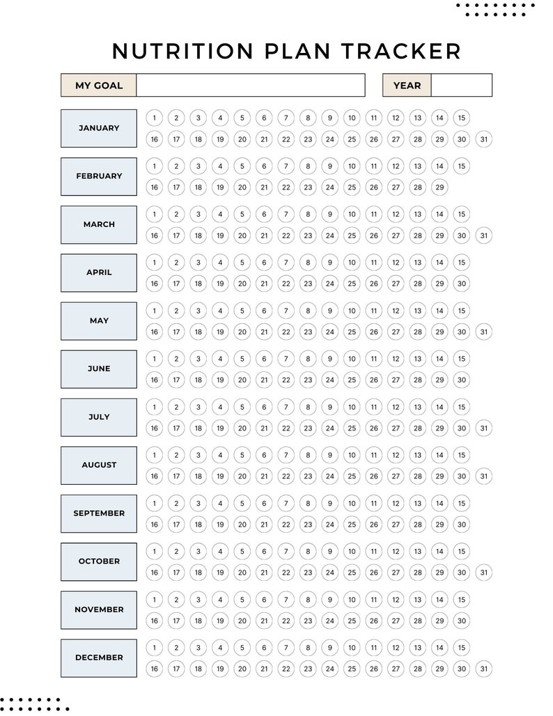 Yearly Nutrition Tracker - Etsy