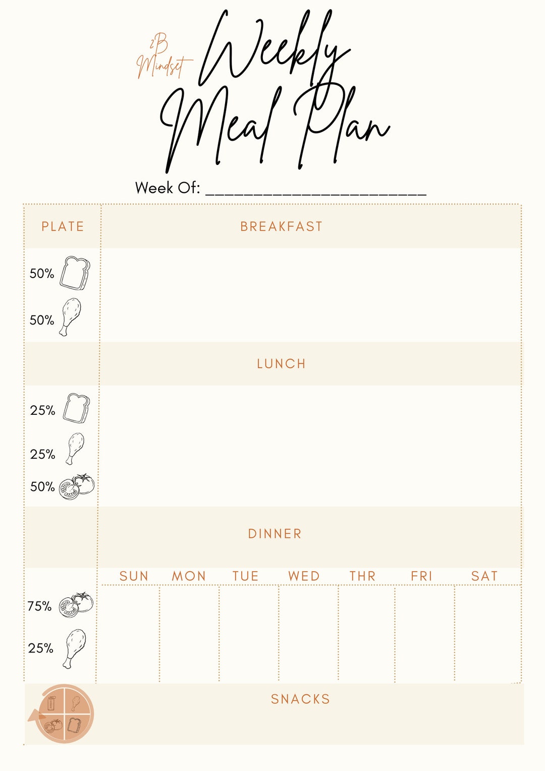2B Mindset Weekly Meal Planner - Etsy