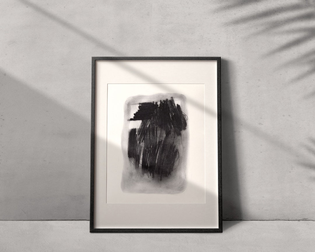 Black and White Expressive Drawing Abstract Ethereal Meditation Wall ...