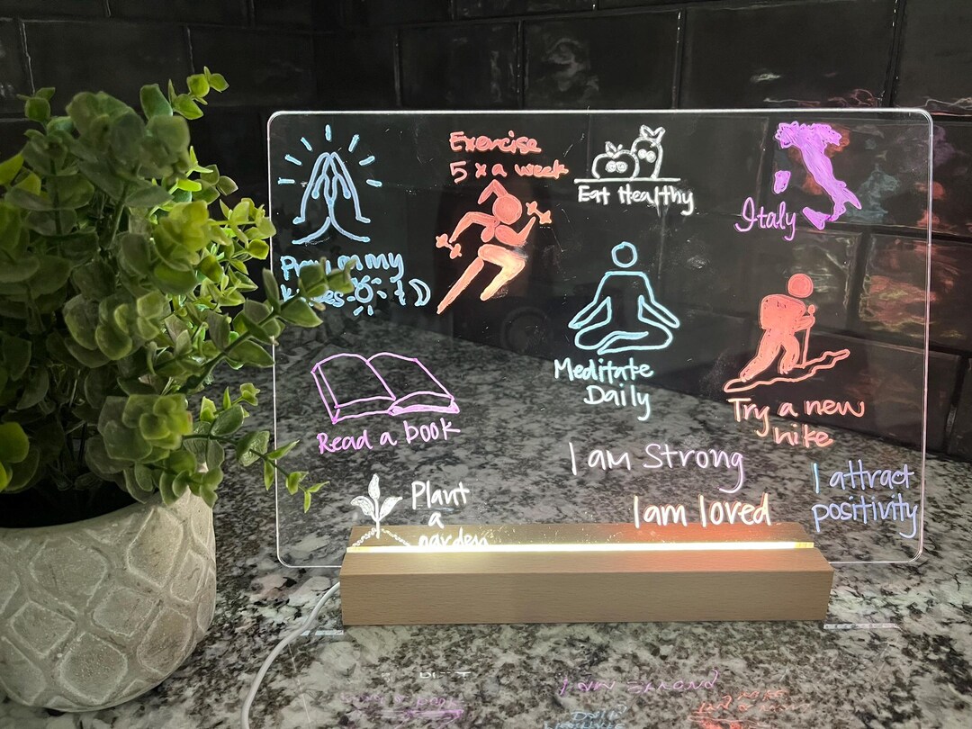 LED Acrylic Dry Erase Board/goal Setting/vision Board/grocery List ...