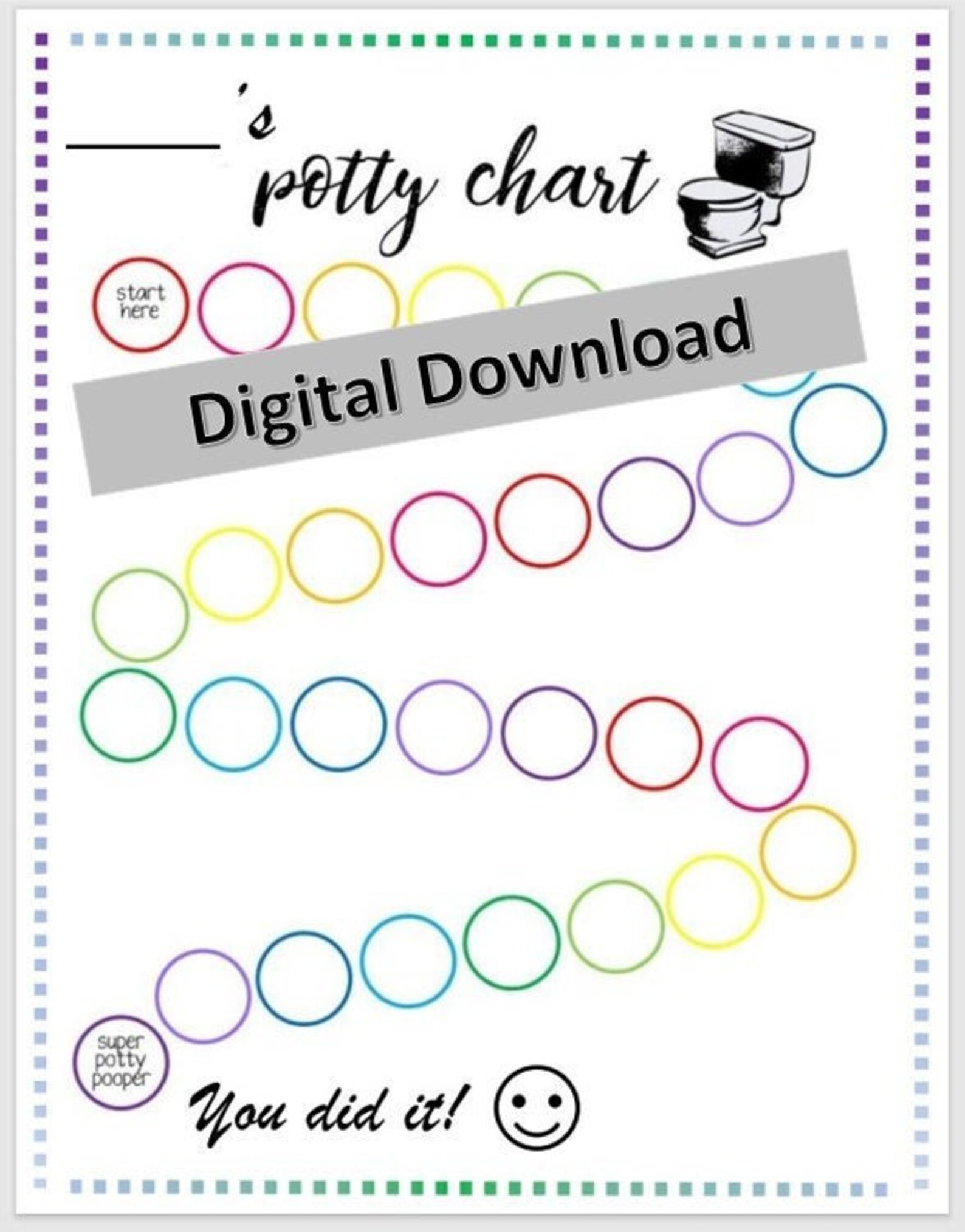 Rainbow Motivational Potty Chart, Printable Instant Download - Etsy