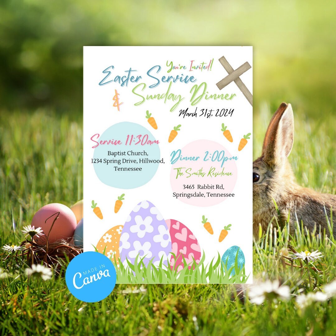 DIY Easter Service Invitation Portrait Orientation Fully Editable ...