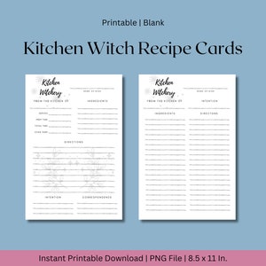 Kitchen Witch Printable Recipe Cards | 2 Pages - Etsy