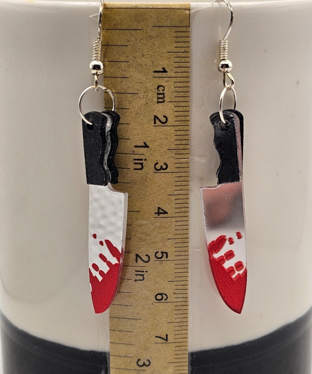 Bloody Kitchen Knife Reflective Mirror Earrings, Horror, Gothic ...