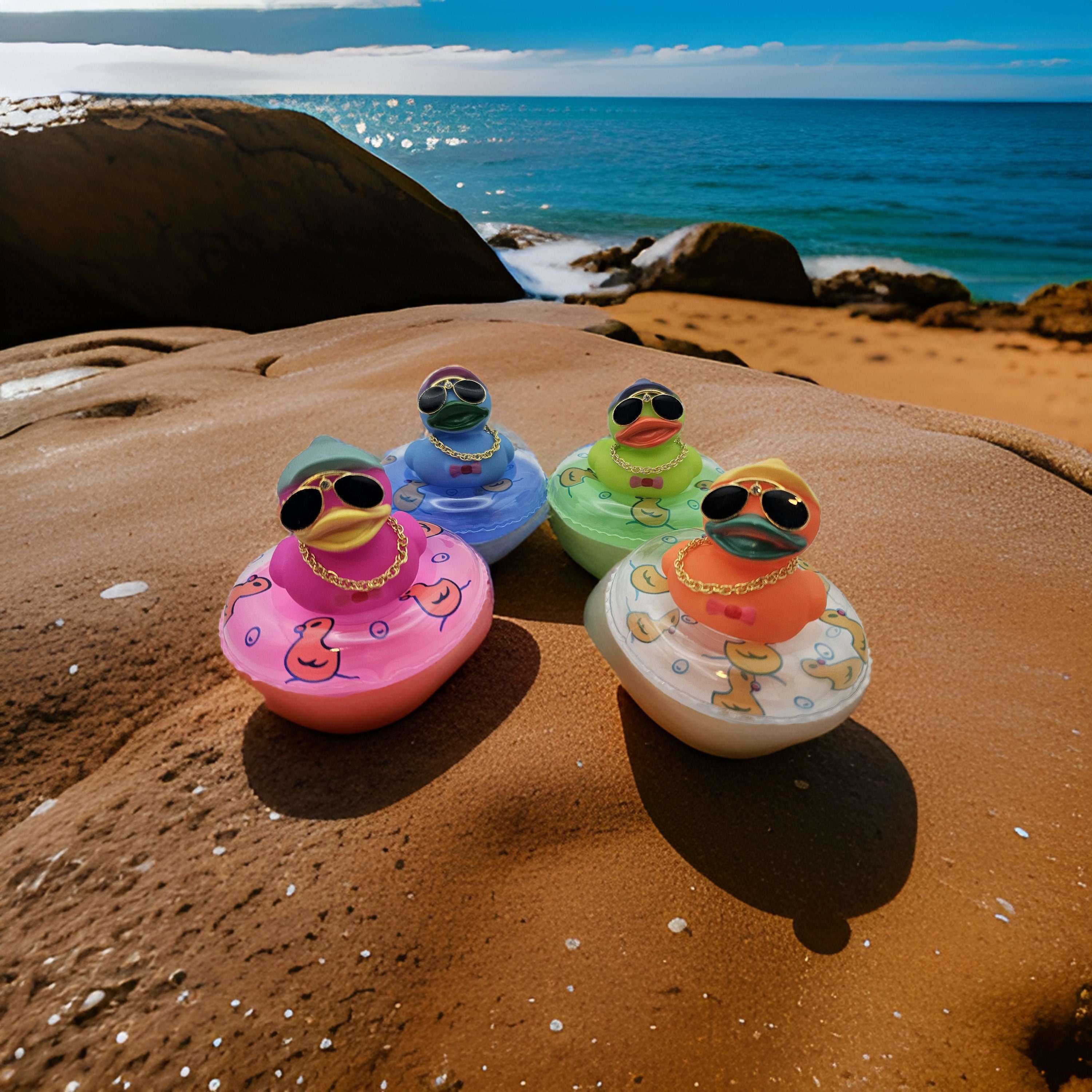 Beach Rubber Duck, Yellow Duck Dashboard Decor, Car Dash Rubber Ducks ...