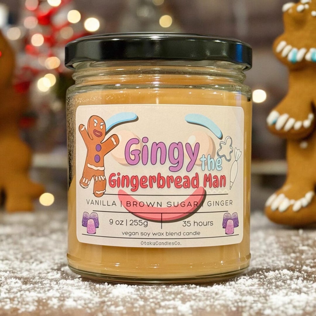 Gingy the Gingerbread Man Candle Shrek Inspired Candle Vanilla, Brown ...