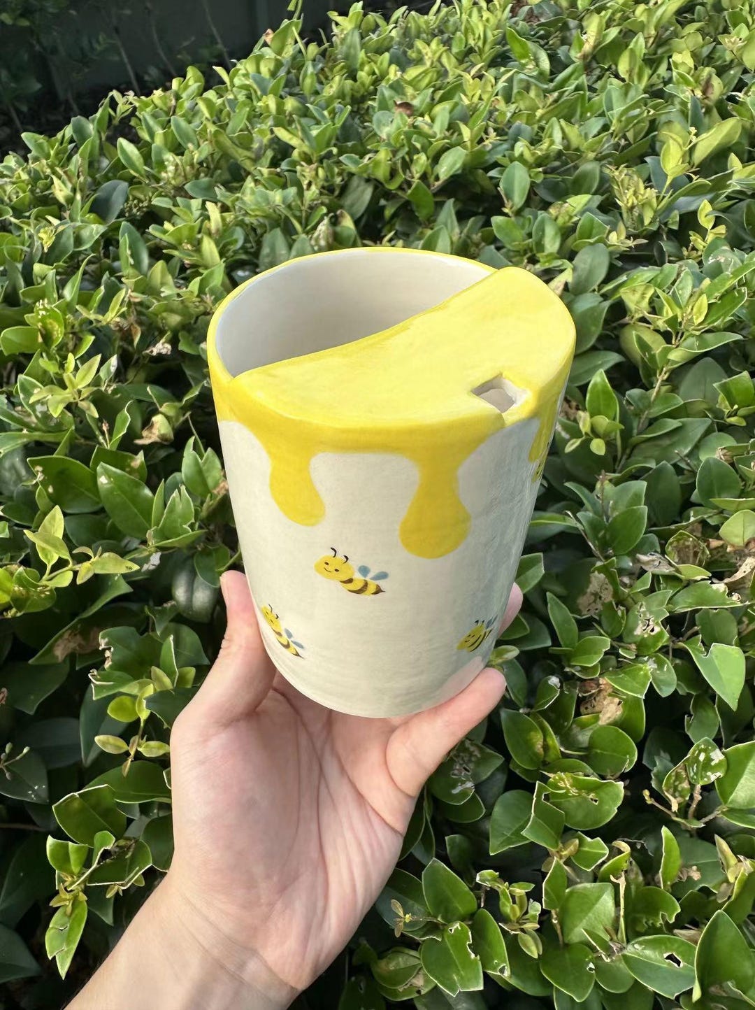 PREORDER: Honey Bees Handmade Ceramic Travel Mug,bee Ceramic to Go Cup ...