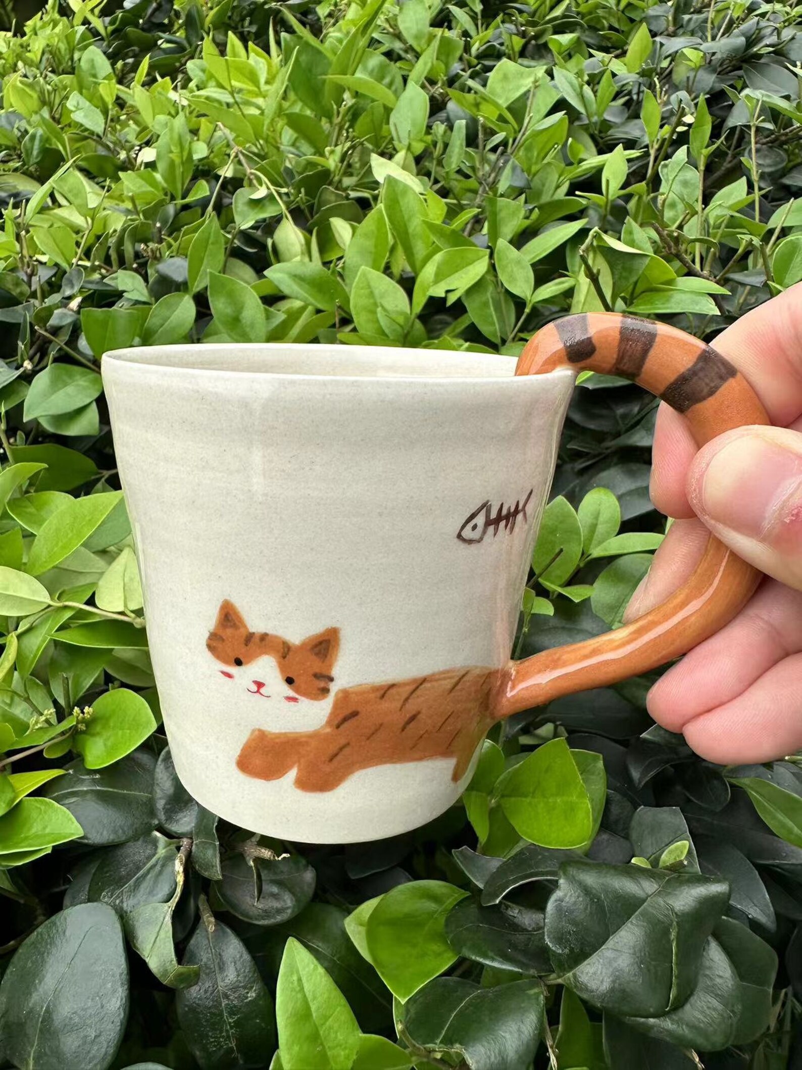 Ceramic Cat Mug, Yellow Cat Coffee Cup, Water Cup, Handmade Ceramic ...