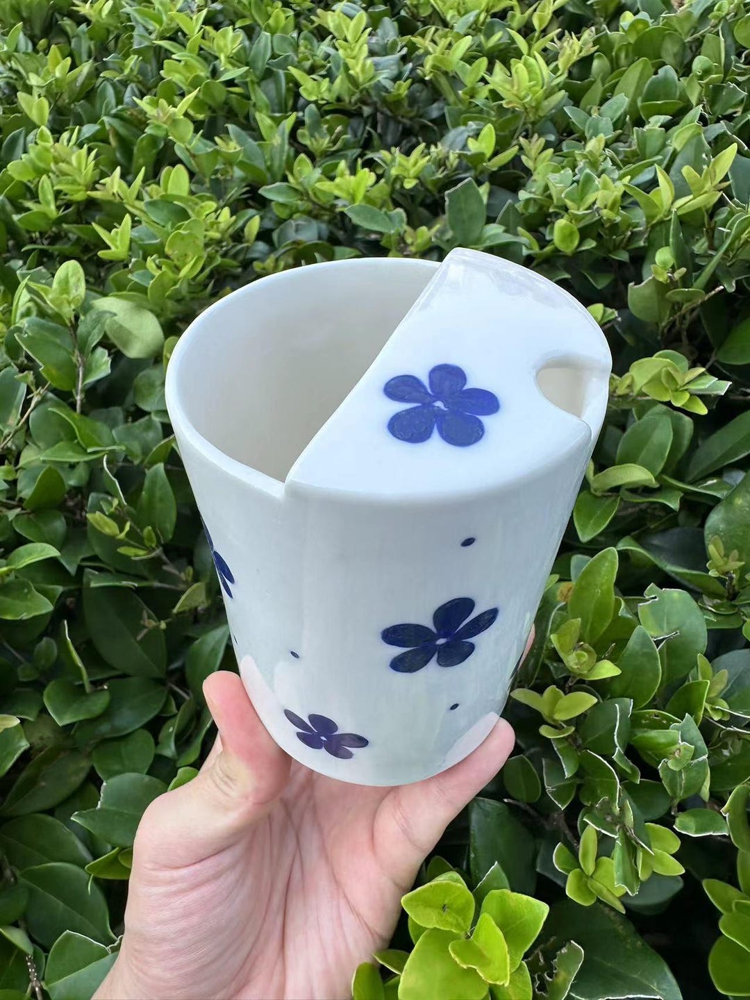 PREORDER: Blue Flowers Handmade Ceramic Travel Mug,daisy Ceramic to Go ...