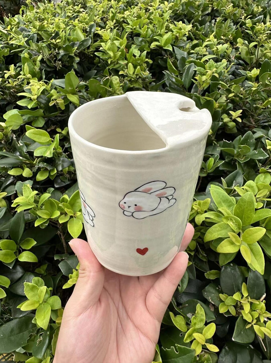 PREORDER: Rabbit Handmade Ceramic Travel Mug,lovely Rabbits Ceramic to ...