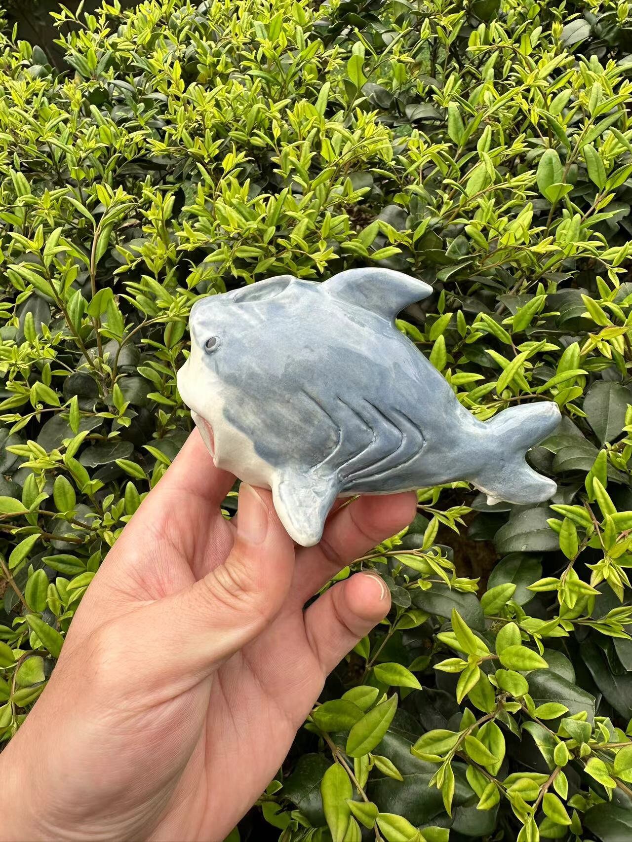 Cute Shark Ceramic Girl Bowl, Shark Pipe, Pipe From the Sea, Artistic ...