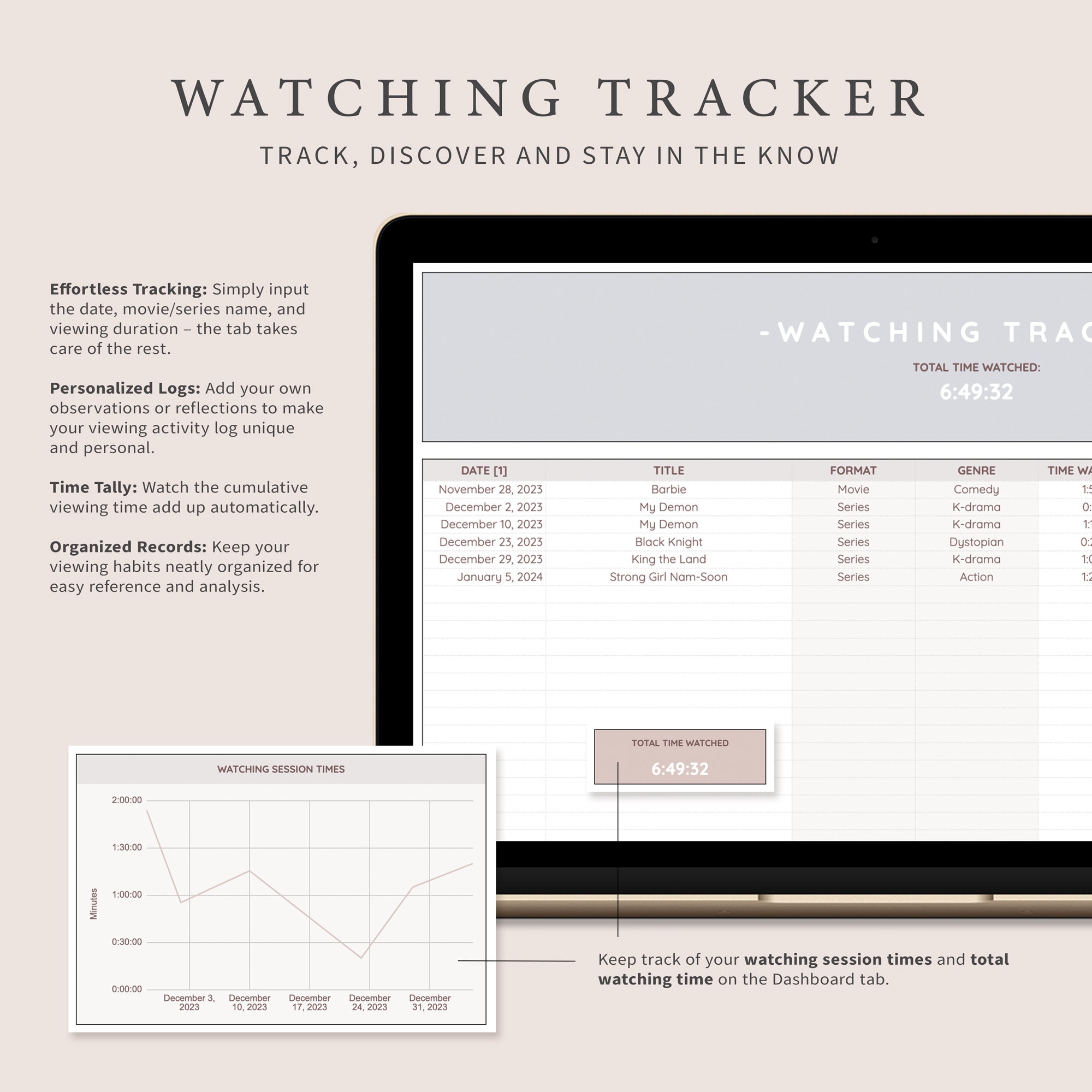 Movie and TV Show Spreadsheet Neutral TV Series Movie Tracker for ...