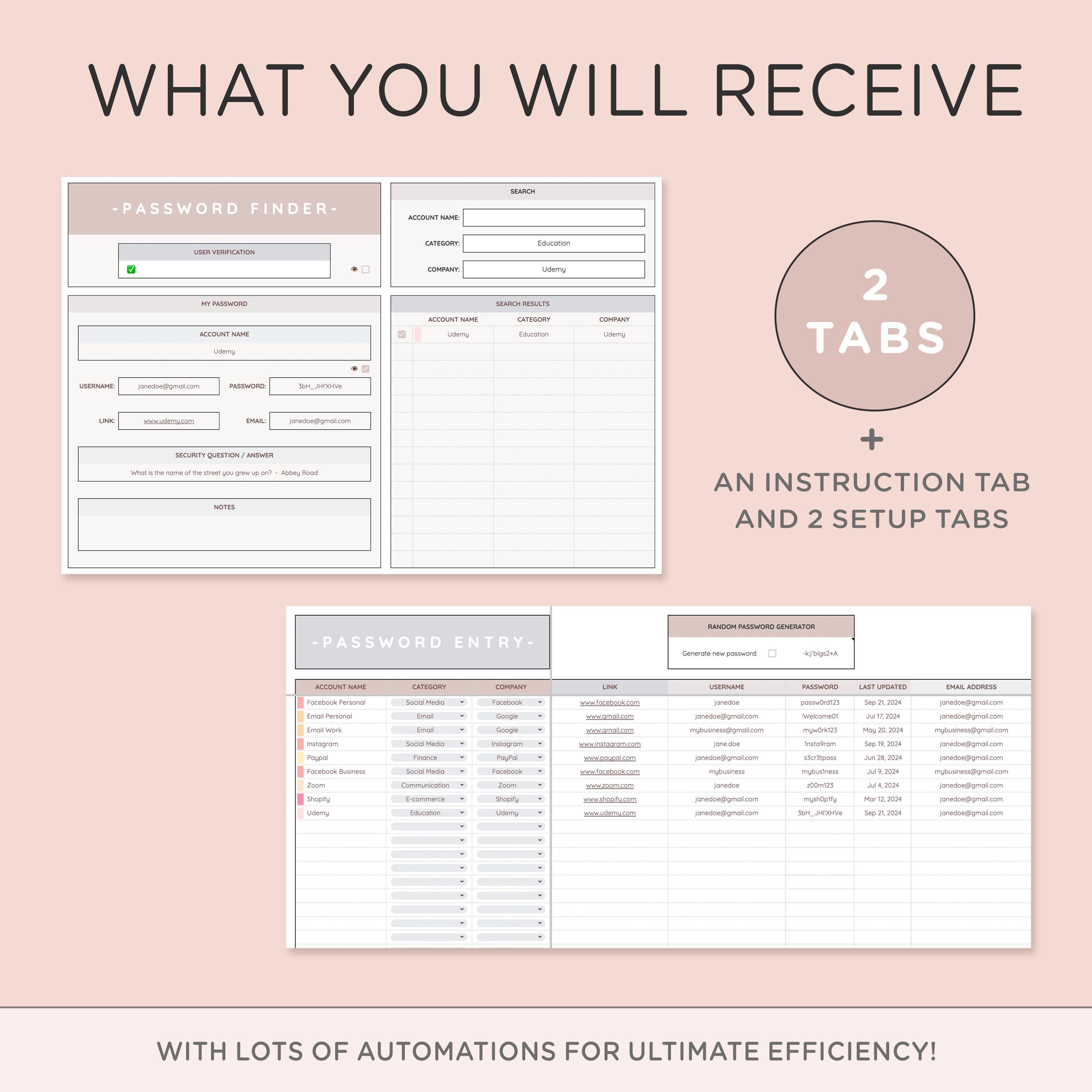 Password Manager Spreadsheet for Google Sheets | Student Password ...
