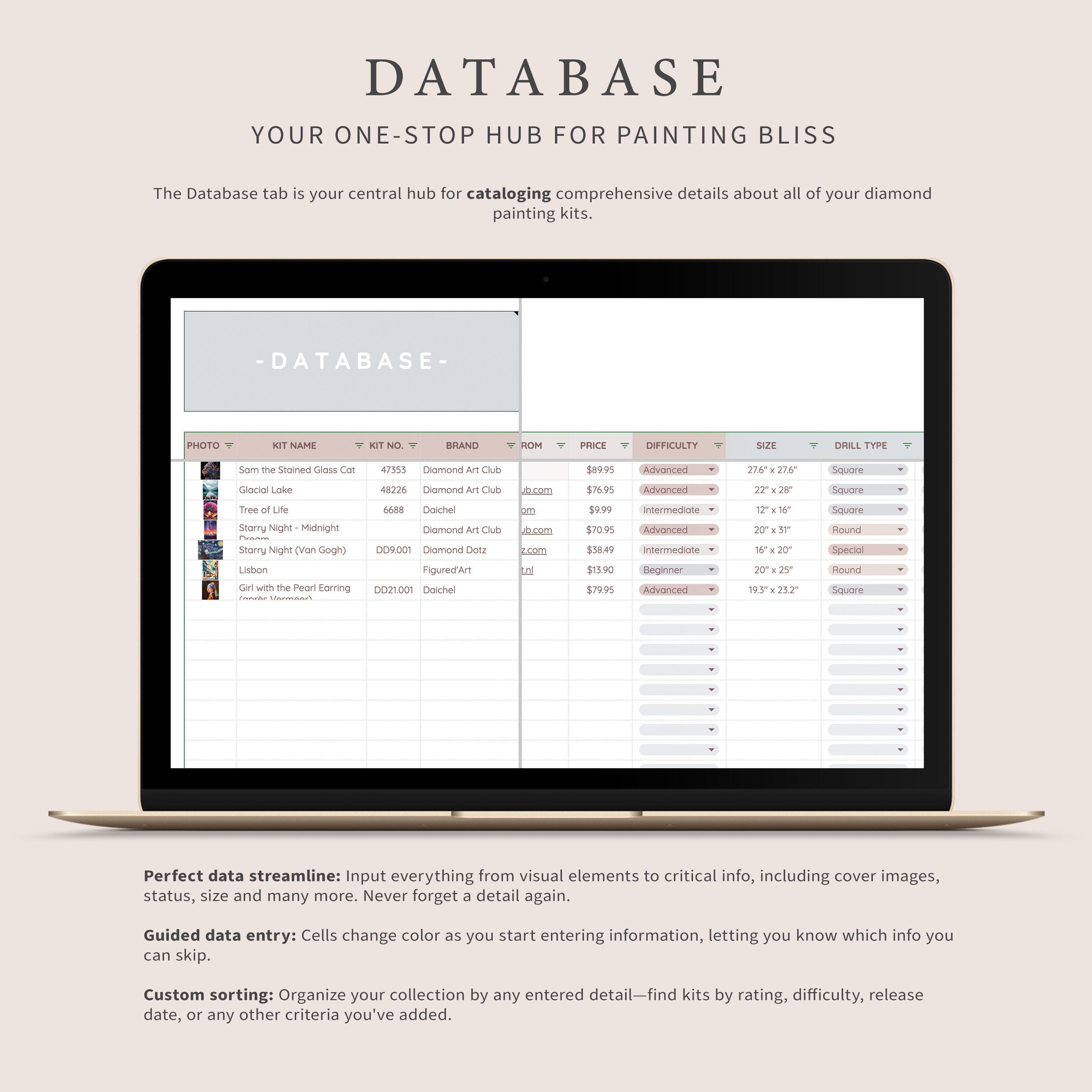 Diamond Painting Log Book Google Sheets | Diamond Painting Logbook ...