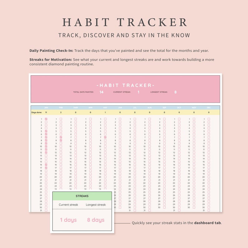 Diamond Painting Log Book for Google Sheets Spreadsheet, Diamond ...