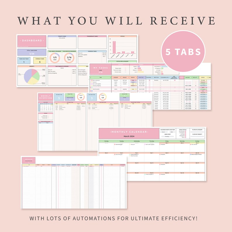 Task Tracker Google Sheets Spreadsheet | Digital To-do List Planner ...
