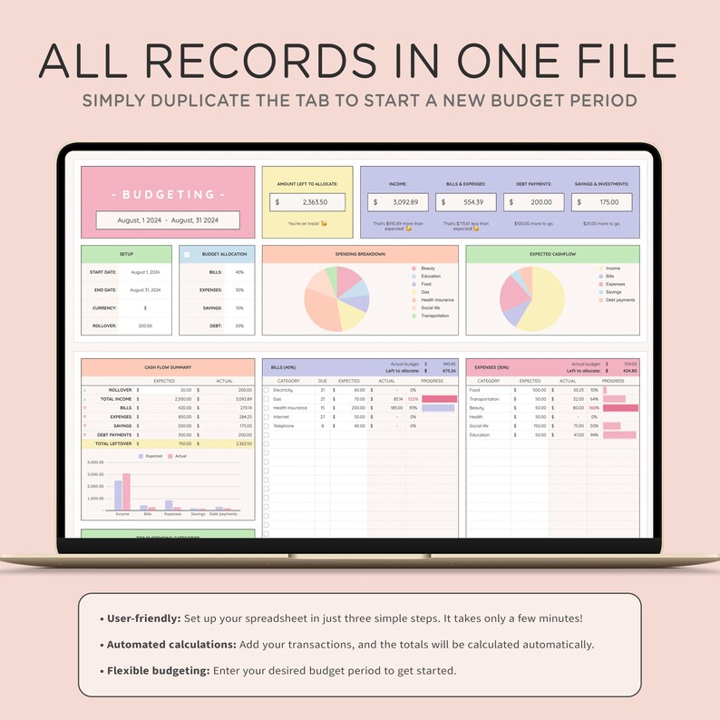 Budget Planner for Google Sheets | Weekly Biweekly Monthly Budget ...