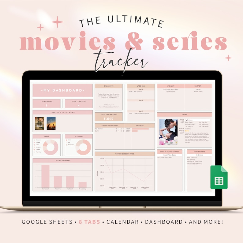 Movies and Series Tracker TV Show Spreadsheet Movie Tracker for Videos ...