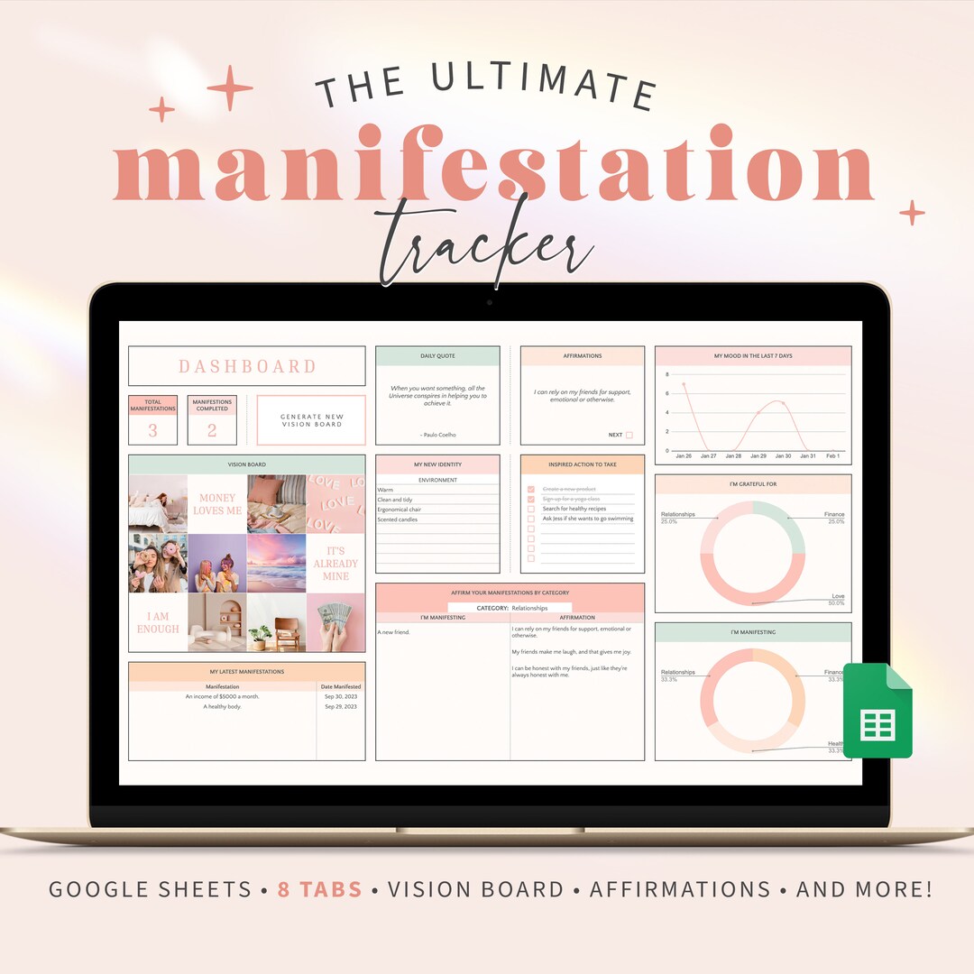 Manifestation Tracker Digital Manifesting Planner Daily Journal ...