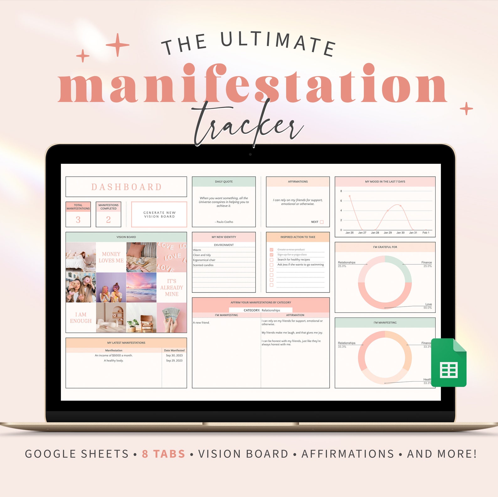 Manifestation Tracker Digital Manifesting Planner Daily Journal ...