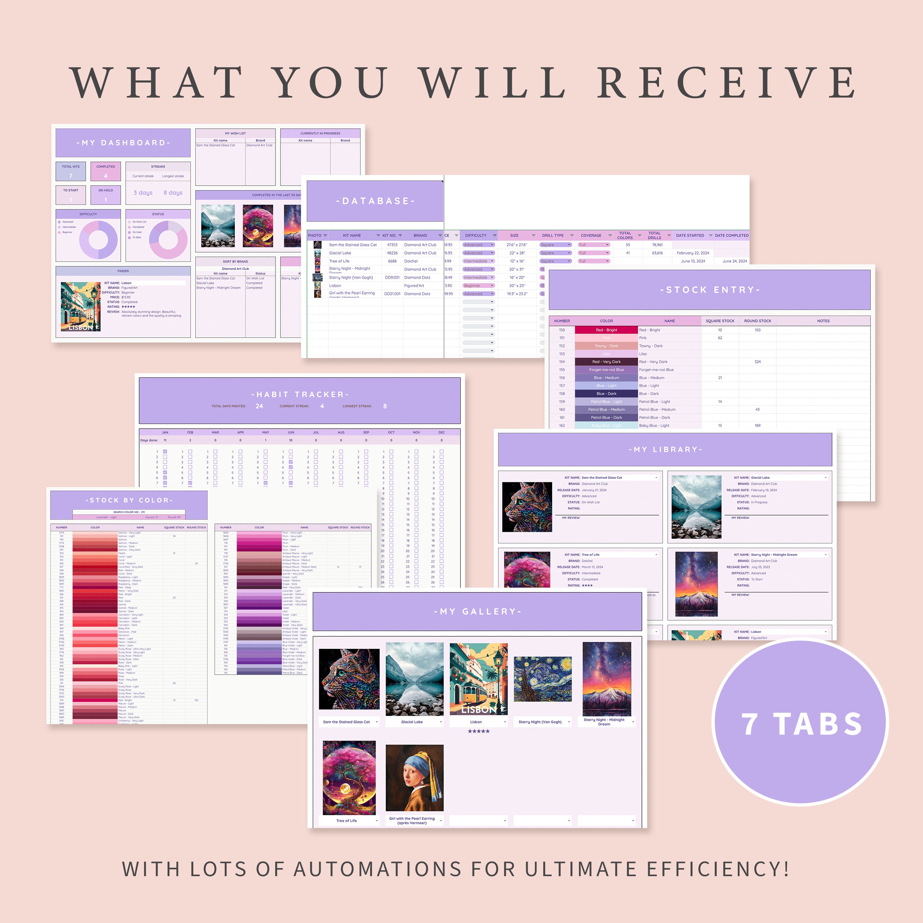 Diamond Painting Log Book Spreadsheet for Google Sheets | Diamond ...